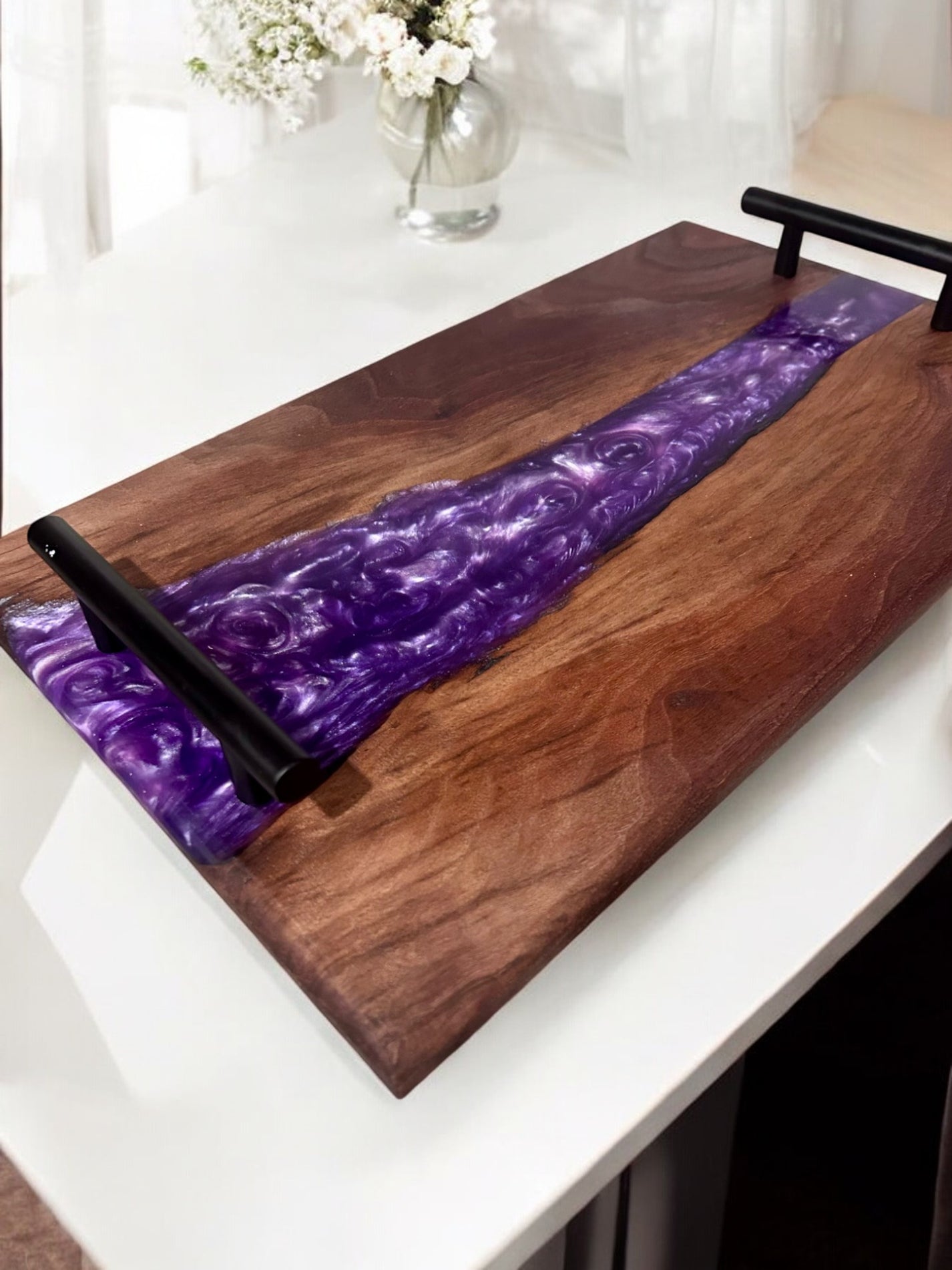 Custom Epoxy River Tray – Personalized Walnut Wood & Resin Charcuterie ...