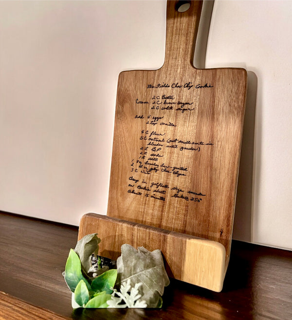 Handwritten Recipe Cookbook Stand – Personalized Engraved Acacia Wood ...